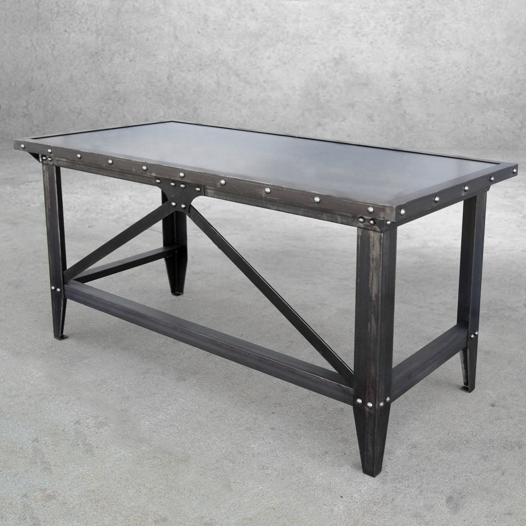 Steel Machinist Desk with Brace – Modern Industrial Furniture